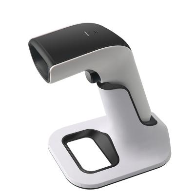 China 2D QR Bar Code Reader Bluetooth Wireless 2.4G Barcode Scanner With Charging Stand 2200mAh Battery for sale