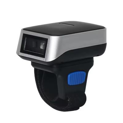 China Mini 1D 2D CMOS Wireless Barcode Scanner Wearable Bluetooth Ring Finger QR Code Scanner for sale