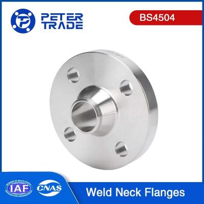 China BS4504 Carbon Steel Weld Neck Raised Face Flange PN25 4 Inch for Oil and Gas for sale