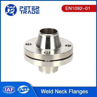 China EN1092-01 6 Inch Weld Neck Flange ASTM A105 Carbon Steel PN 10 Raised Face for Pipeline for sale
