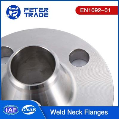 China Carbon Steel Weld Neck Flange PN25 ASTM A105 EN1092-01 4 Inch WNRF Flange for sale