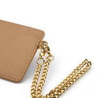 China OEM Saffiano Leather Card Holder Wallet With Chain Transparent ID Window for sale