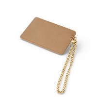 China OEM Saffiano Leather Card Holder Wallet With Chain Transparent ID Window for sale