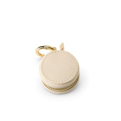 China OEM Saffiano Leather Round Small Zipper Wallet With Keychain Hook for sale