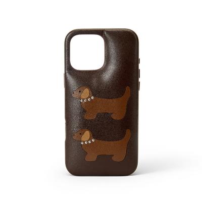China Custom Fashion PU Leather Look Phone Case With Premium Character Decoration for sale