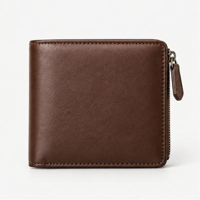 China Custom Leather Zip Around Bifold Wallet With Multiple Card Slots for sale