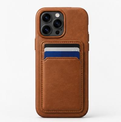 China OEM Custom Leather Mobile Phone Case With Integrated Card Holder for sale
