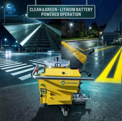China Self-walking Lithium Battery Road Marking Machine with 100kg Paint Bucket and Electric Drive for Sports Grounds and Transport Hubs for sale