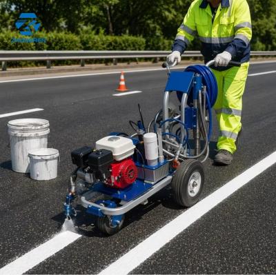 China Professional 12L Cold Spray Road Marking Machine With Hydraulic Piston Pump For Highway Parking Lot Marking for sale