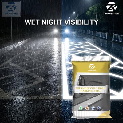 China Premium All Weather High Reflective Rain Night Visibility Safety Highway Durable Hot Melt Thermoplastic Road Marking Paint Powder for sale