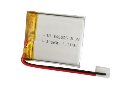 China 3.7V 300mAh LiPo Battery Pack 343035 Rechargeable 500 Cycles Lithium Polymer for sale