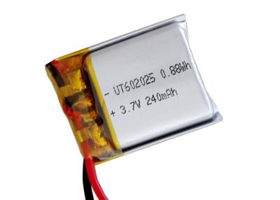 China 602025 3.7V 240mAh Lipo Battery Lithium Ion Polymer Rechargeable No Memory Effect for sale