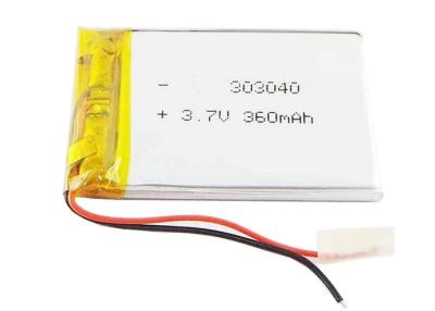 China 3.7V 360mAh 303040 Lithium Polymer Battery 1 Cell High Energy Density for sale