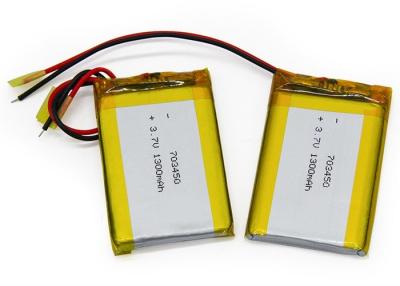 China Rechargeable 703450 3.7V 1300mAh Lithium Polymer Battery Pack 1C for sale