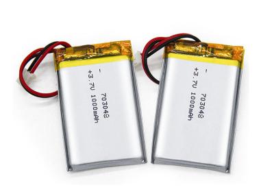 China 703048 3.7V 1000mAh Lithium Polymer Rechargeable Lipo Battery for sale