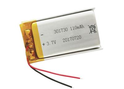 China Rechargeable LiPo Battery 301730 3.7V 110mAh Small Lithium Polymer Cell for sale