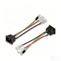 China AC Power Socket Connection Electrical Harness 6.3mm Spade Terminals 3-Pin IEC Connector 10A 250V High-Temp Wire for sale