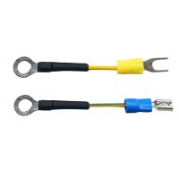 China Custom 0.75mm² Yellow-Green Grounding Wire Harness with Ring-to-U-Fork Cold-Pressed Terminal RV1.25-4S for sale