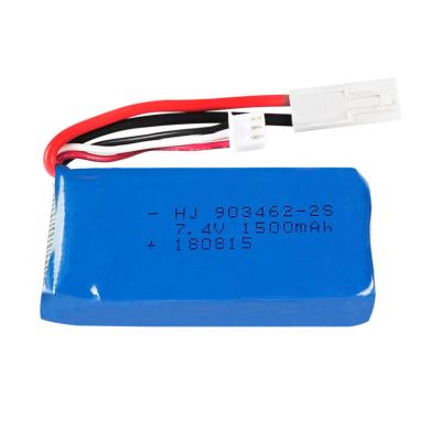 China IEC62133 Certified 7.4V 1500mAh Li Polymer Battery Pack 2S for Small RC Models for sale