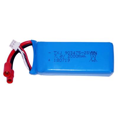 China Custom 7.4V 2000mAh Lithium Polymer Battery for RC Aircraft CE Certified OEM for sale