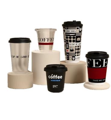 China Custom Double Layer Thickened Biodegradable Coffee Cup With Leak Proof Lid Brand Printing for sale