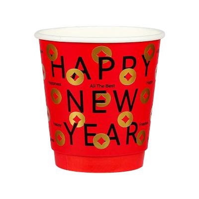 China Festival Exclusive Chinese Red Series 350g Food Grade Paper Cup for Coffee Tea for sale