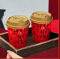 China Festival Exclusive Chinese Red Series 350g Food Grade Paper Cup for Coffee Tea for sale