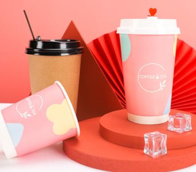 China Double layer insulated paper cup with food grade kraft paper and temperature resistance for coffee and takeaway for sale