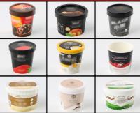 China Disposable Lidded Ice Cream Paper Cup Leak Proof Seal Custom Printing Biodegradable Dessert Shop for sale