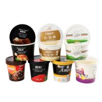 China Disposable Lidded Ice Cream Paper Cup Leak Proof Seal Custom Printing Biodegradable Dessert Shop for sale