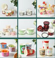 China Thickened Double PE Coated Paper Bowl Food Grade Disposable Bowl For Ice Cream And Yogurt for sale
