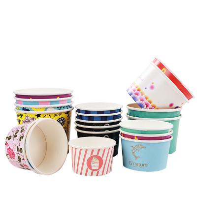 China Custom Logo Ice Cream Cups and Paper Bowls Food Grade PE Coating Eco Friendly Biodegradable for sale