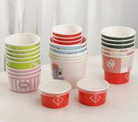 China Eco-Friendly Leak-Proof Paper Bowls with Custom Logo Printing for Ice Cream and Frozen Desserts for sale
