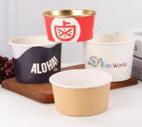 China Eco-Friendly Leak-Proof Paper Bowls with Custom Logo Printing for Ice Cream and Frozen Desserts for sale