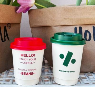 China Disposable Double Layer Insulated Thickened Wall Paper Cup Custom Logo Hot Beverages for sale