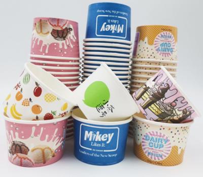 China Double PE Coated Leak Proof Disposable Ice Cream Eco Paper Bowls With Custom Logo for sale