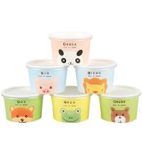 China 8oz Biodegradable Paper Disposable Ice Cream Bowls With Custom Logo For Ice Cream Takeout for sale
