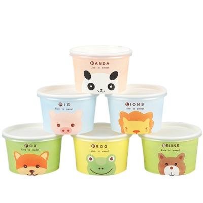 China 8oz Biodegradable Paper Disposable Ice Cream Bowls With Custom Logo For Ice Cream Takeout for sale