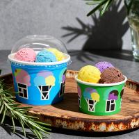 China Eco Friendly Paper Bowls Disposable Ice Cream Cup Custom Logo Leak Proof For Takeout Desserts for sale