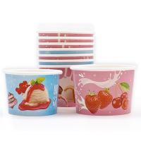 China Eco Friendly Paper Bowls Disposable Ice Cream Cup Custom Logo Leak Proof For Takeout Desserts for sale