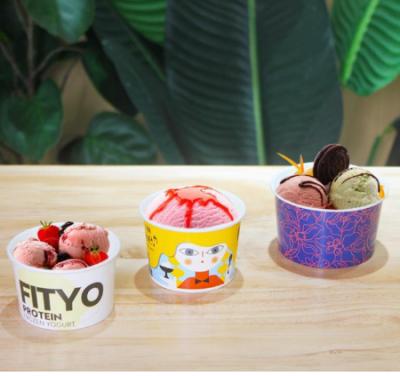 China Leak Proof Disposable Paper Ice Cream Cups With Custom Logo Printing For Frozen Desserts for sale