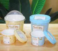 China Leak Proof Disposable Paper Ice Cream Cups With Custom Logo Printing For Frozen Desserts for sale
