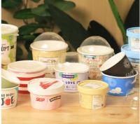 China Leak Proof Disposable Paper Ice Cream Cups With Custom Logo Printing For Frozen Desserts for sale