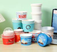 China Leak Proof Disposable Paper Ice Cream Cups With Custom Logo Printing For Frozen Desserts for sale