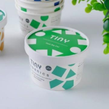 China Disposable Double PE Coating Leak Proof Biodegradable Custom Printed Ice Cream Cups With Lids for sale
