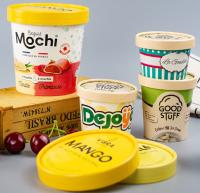 China Double Layer Reinforced Disposable Ice Cream Cup With Lid Biodegradable Paper Bowl for sale