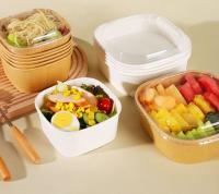 China Square Kraft Takeout Container Leak Proof Reinforced Base Microwave Safe Food Grade Virgin Paper for sale