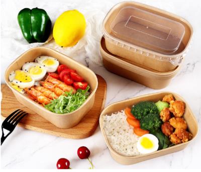 China Disposable Kraft Paper Bowl Microwave Safe Leak Proof Eco Friendly Healthy Meal Delivery Container for sale