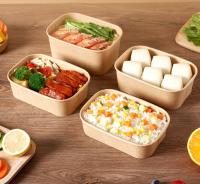 China Square Thickened Kraft Paper Meal Box Leak Proof Microwave Safe Biodegradable for sale
