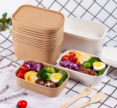 China Eco Friendly Leak Proof Stackable Disposable Paper Bowl - Rectangular Lidded Takeout Packaging Box for sale